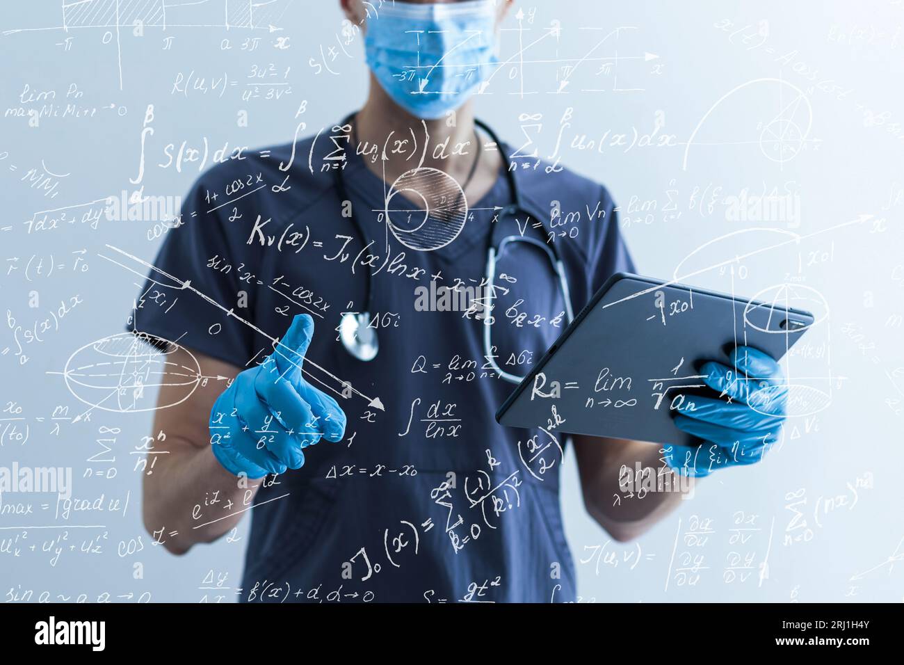 Double exposure of man and formulas drawing. Education concept Stock ...