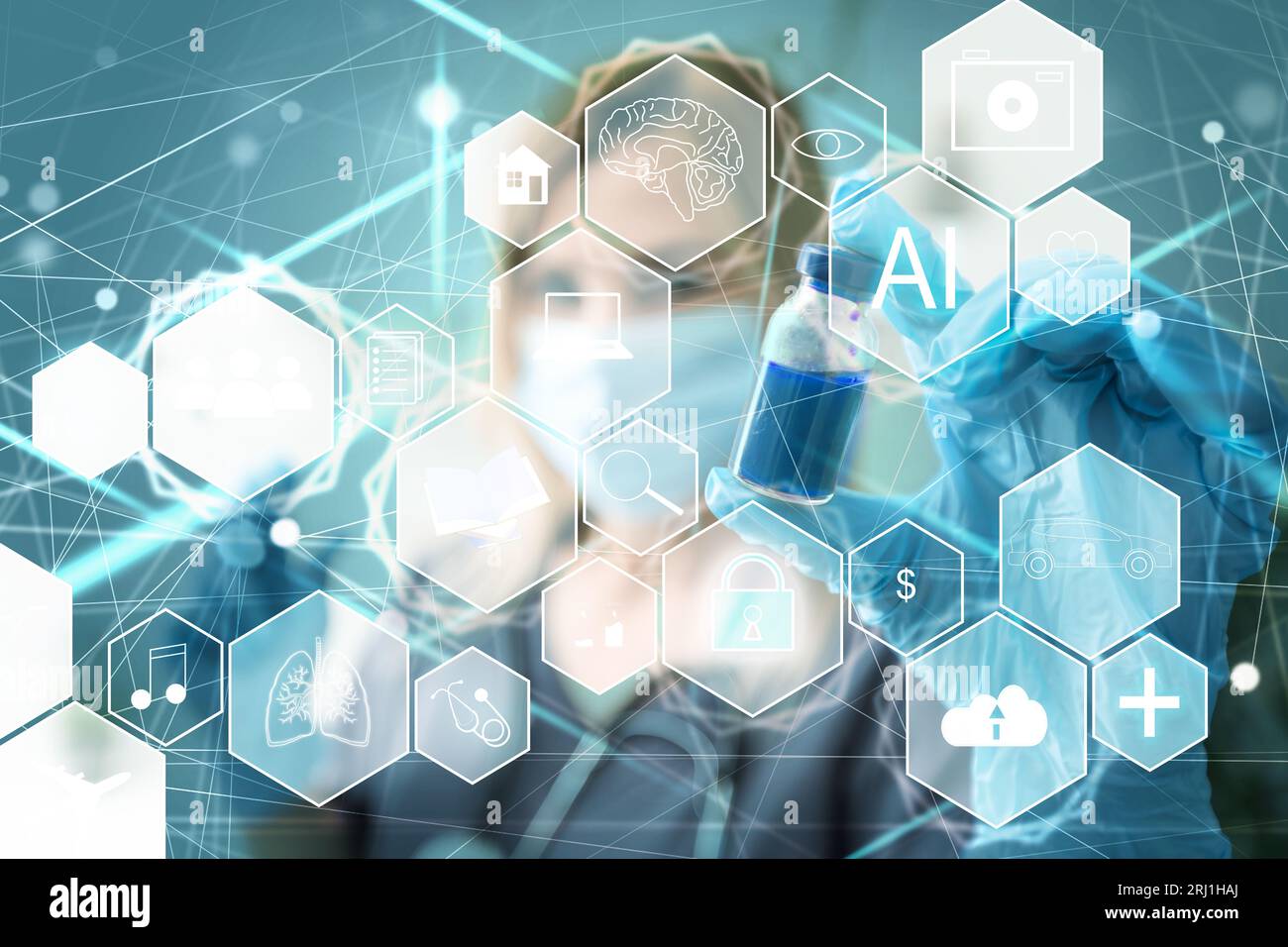 AI, Artificial intelligence, machine learning, neural networks and modern technologies concepts ...