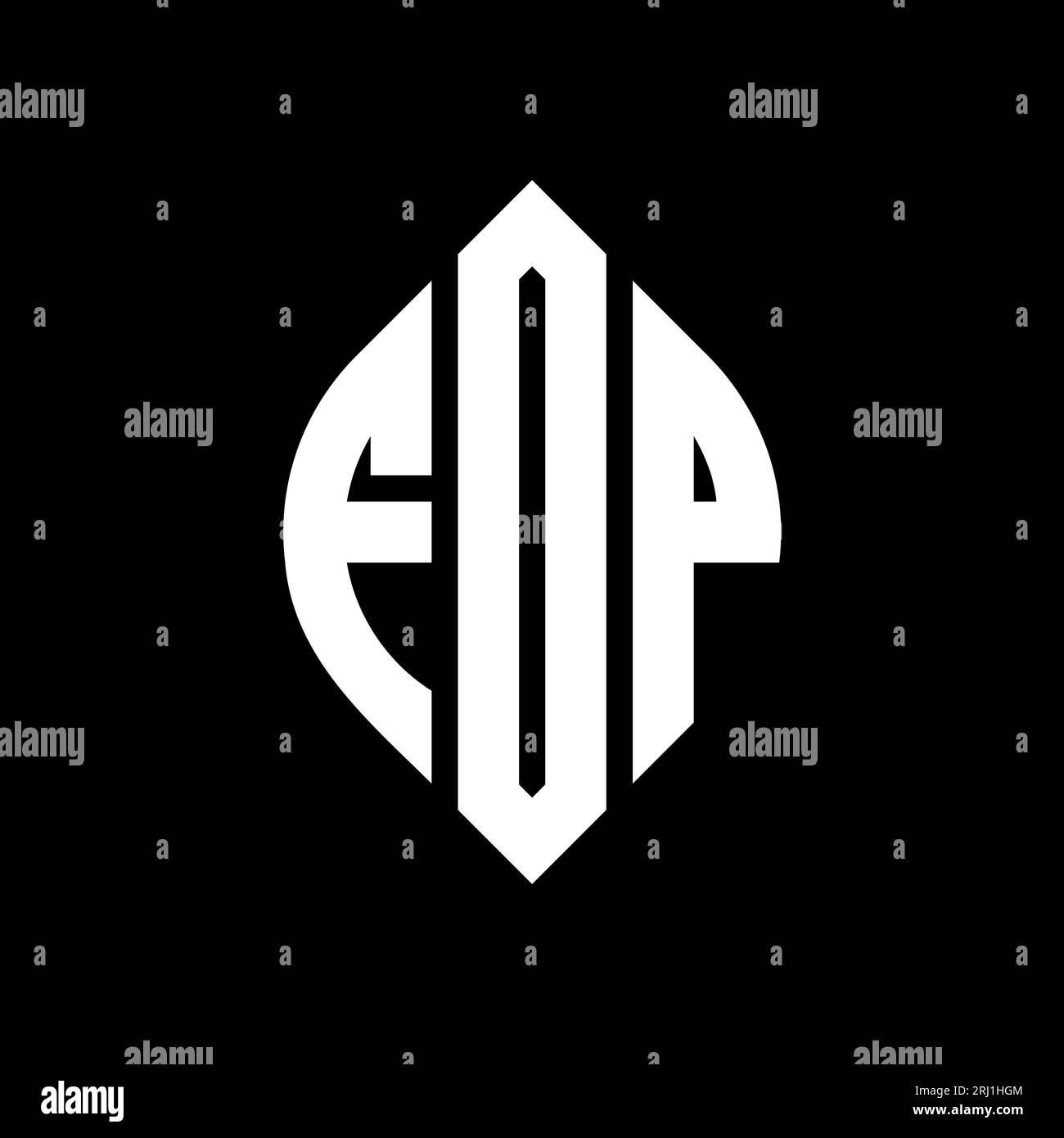 FOP circle letter logo design with circle and ellipse shape. FOP ellipse letters with ...