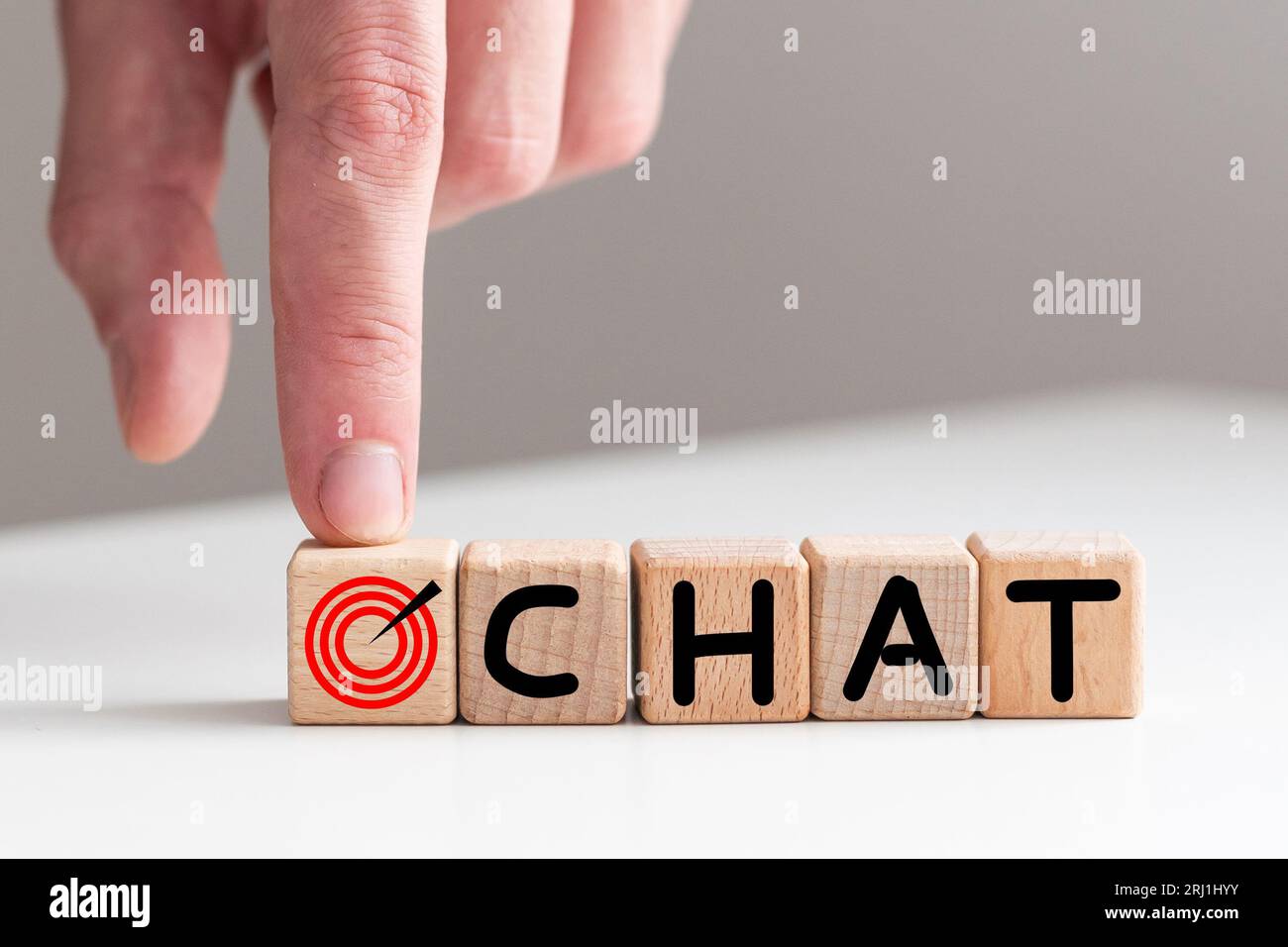 CHAT Word Written In Wooden Cube Stock Photo - Alamy