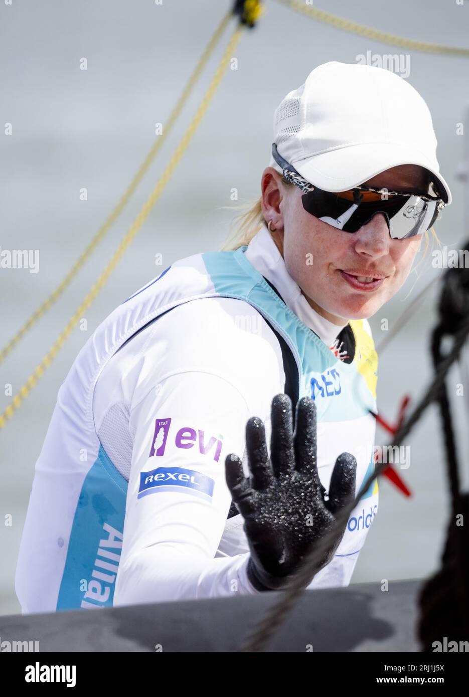 SCHEVENINGEN - Marit Bouwmeester after the ILCA 6 medal race on the ...