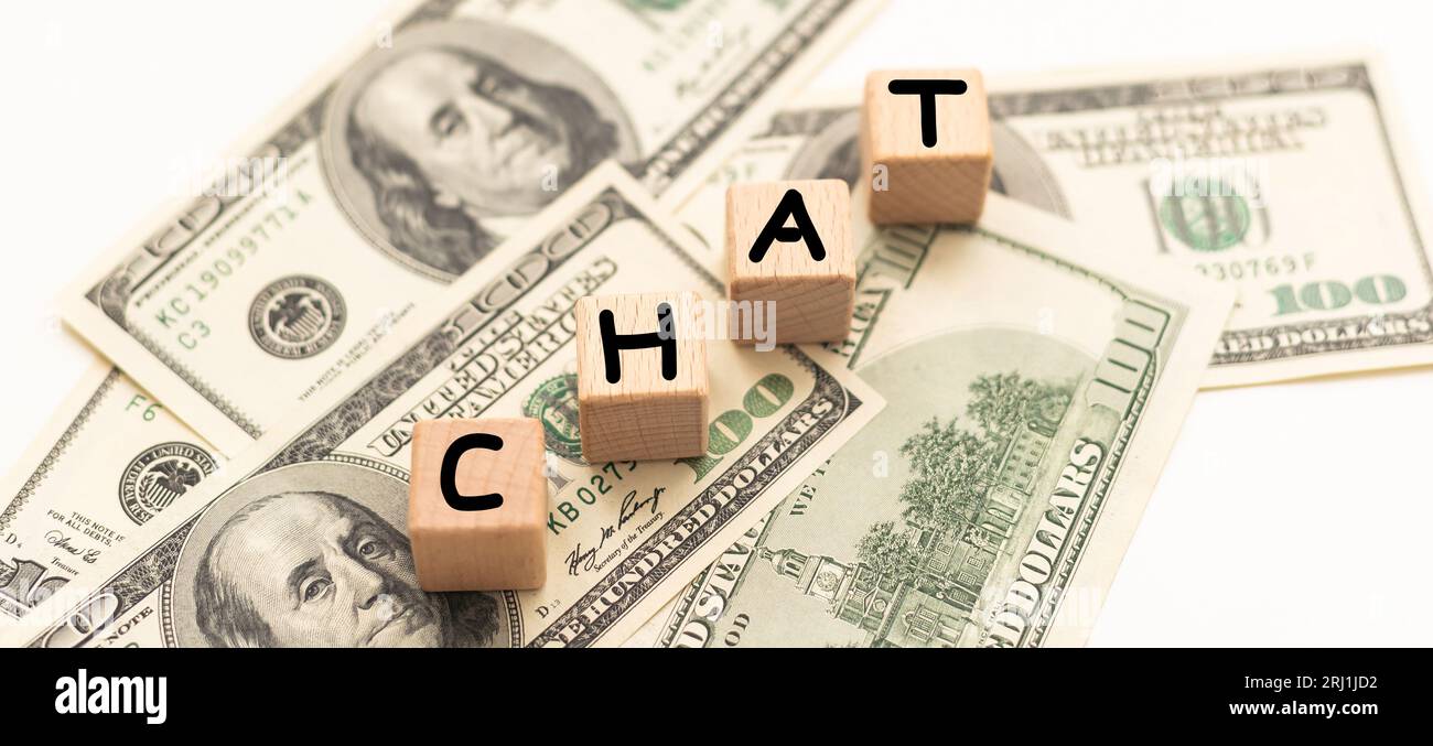 CHAT Word Written In Wooden Cube Stock Photo - Alamy