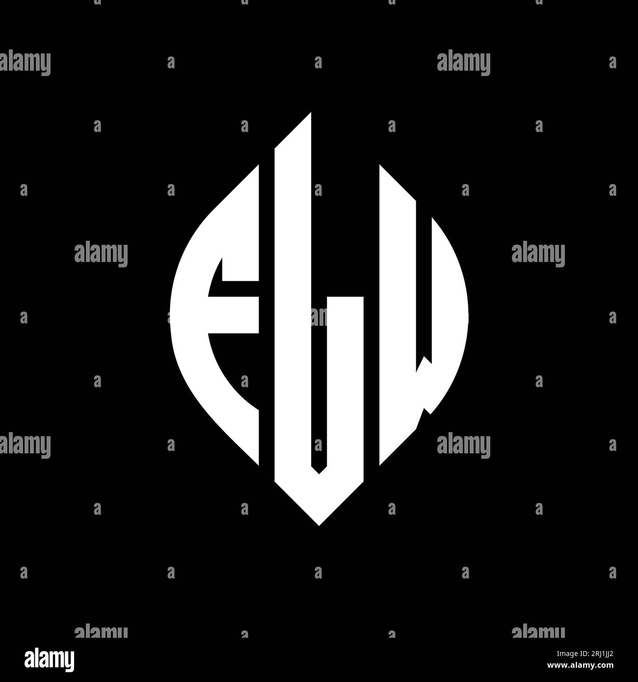 FLW circle letter logo design with circle and ellipse shape. FLW ...