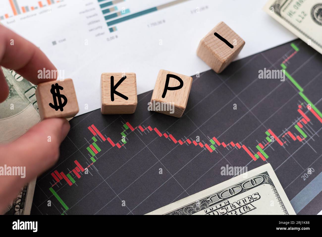 KPI Key Performance Indicator text acronym word throgh magnifying glass ...