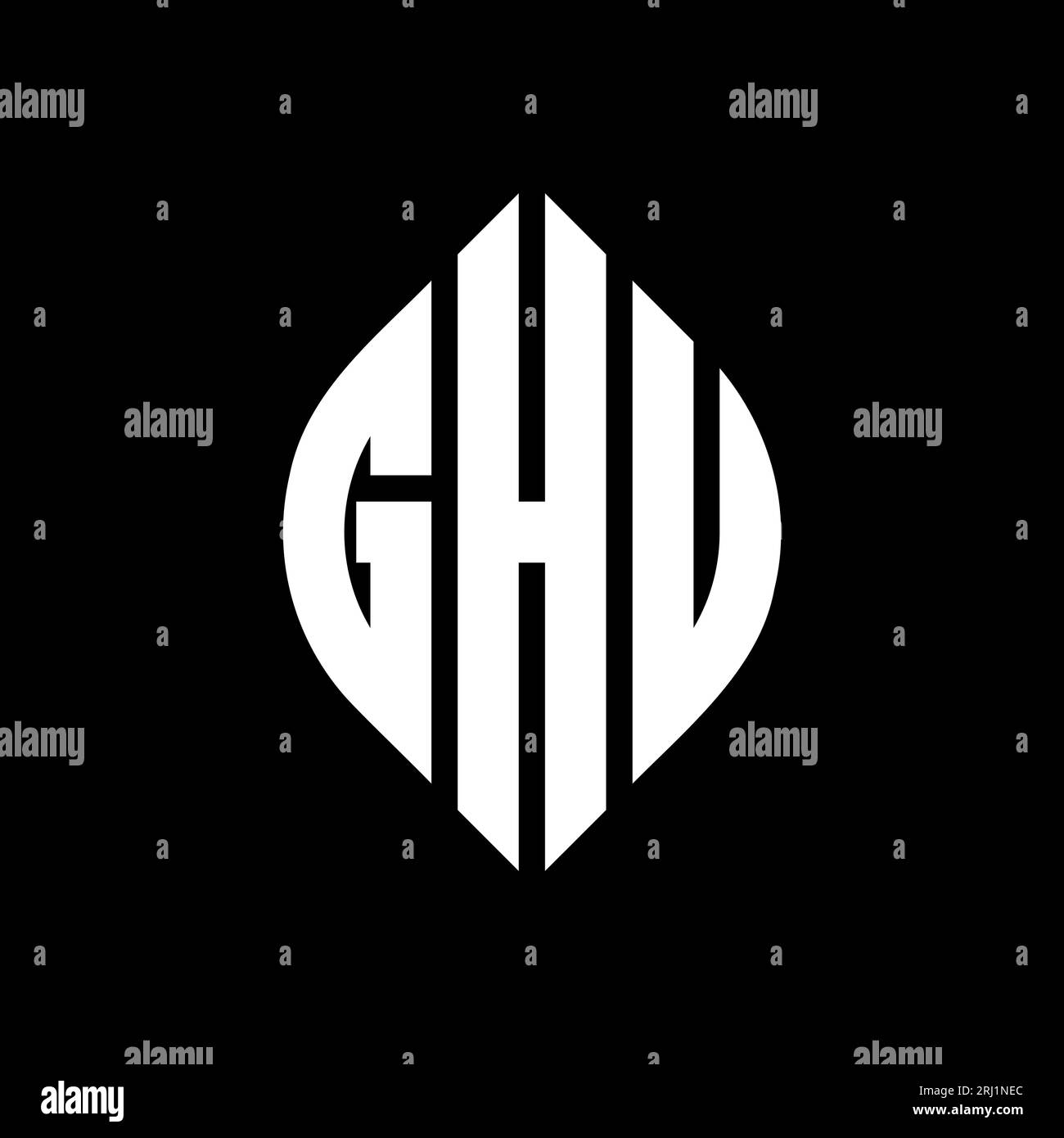 GHU circle letter logo design with circle and ellipse shape. GHU ...