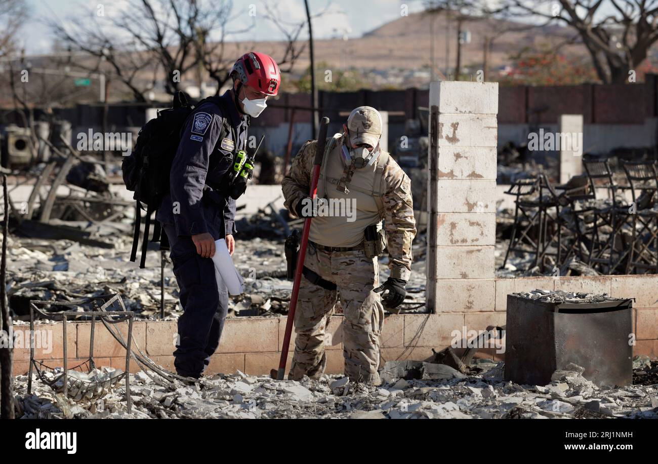 Lahaina, United States. 17 August, 2023. Urban Recovery teams comb ...