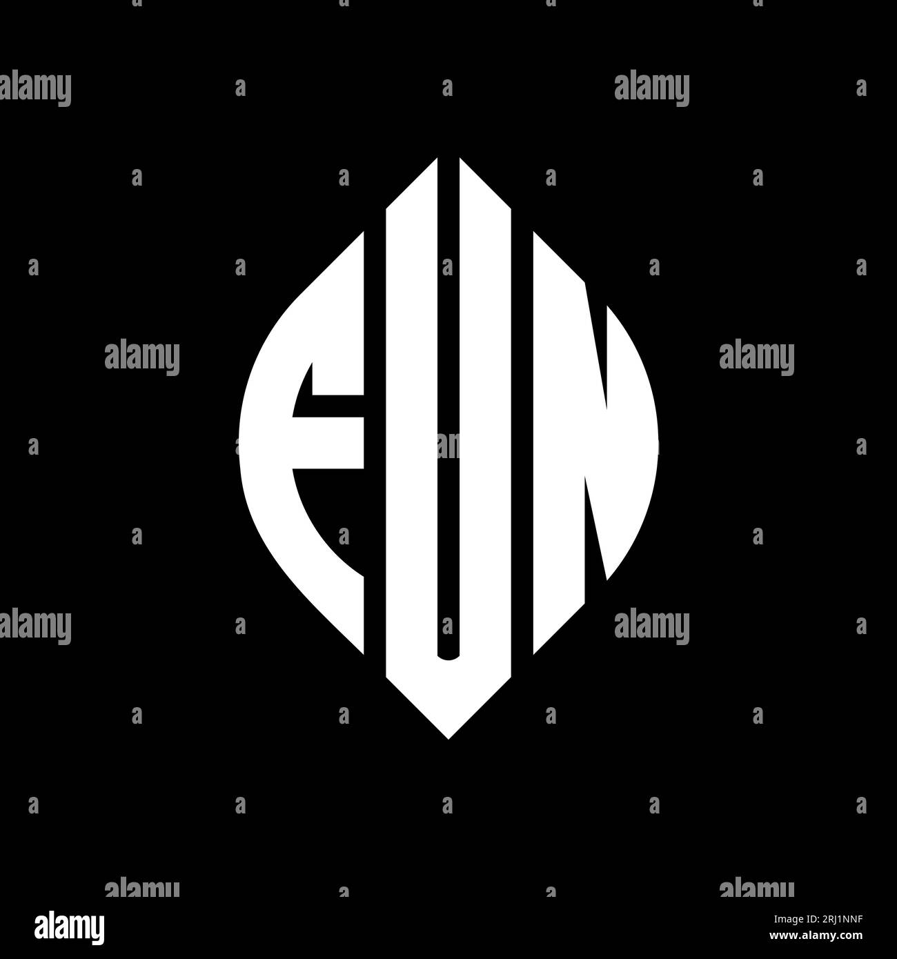 FUN circle letter logo design with circle and ellipse shape. FUN ...