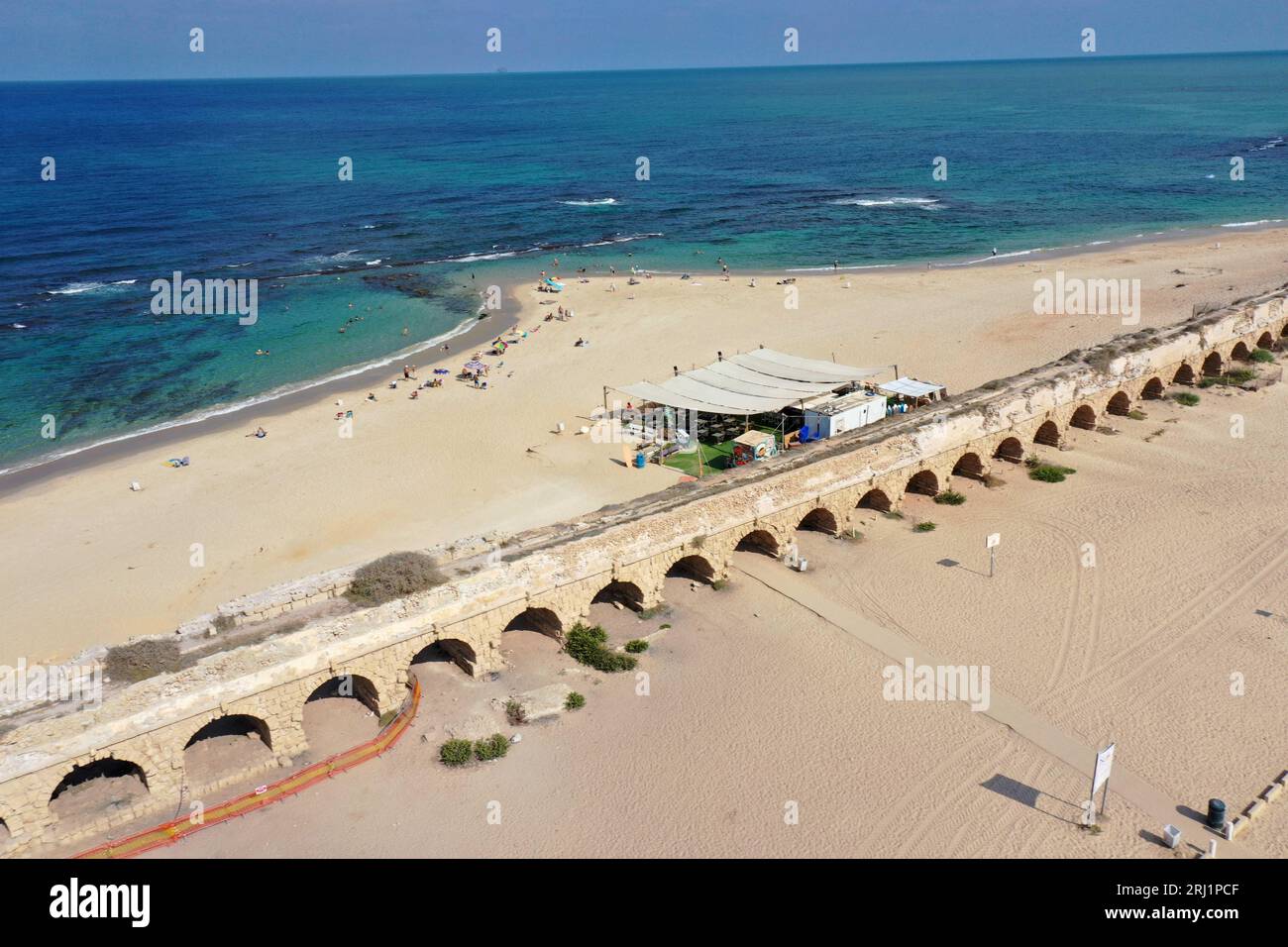 Caesarea. 20th Aug, 2023. This aerial photo taken on Aug. 20, 2023 ...