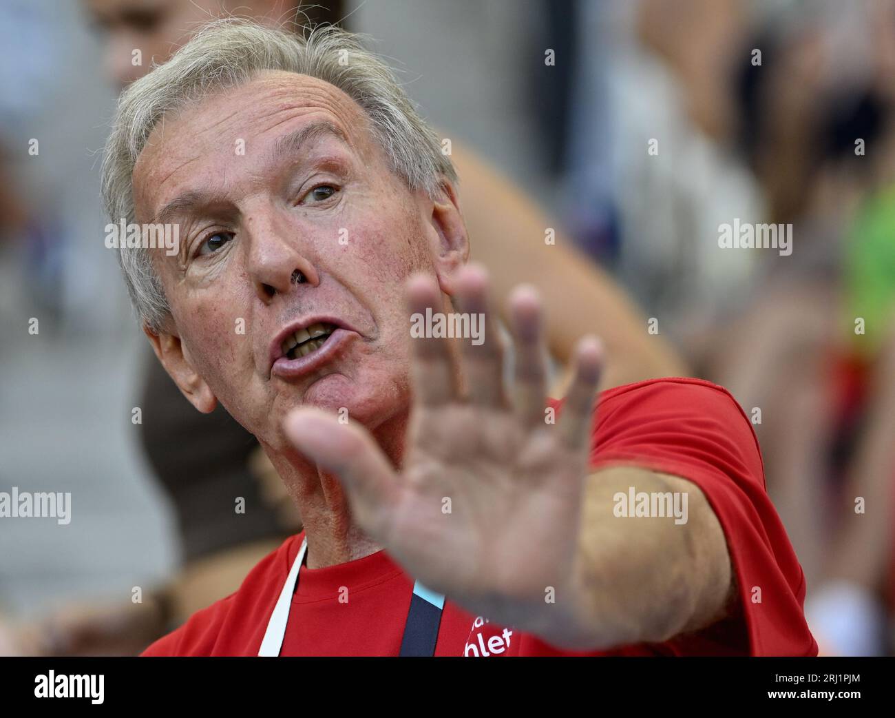 Budapest, Hungary. 20th Aug, 2023. Belgian athletics coach Roger ...