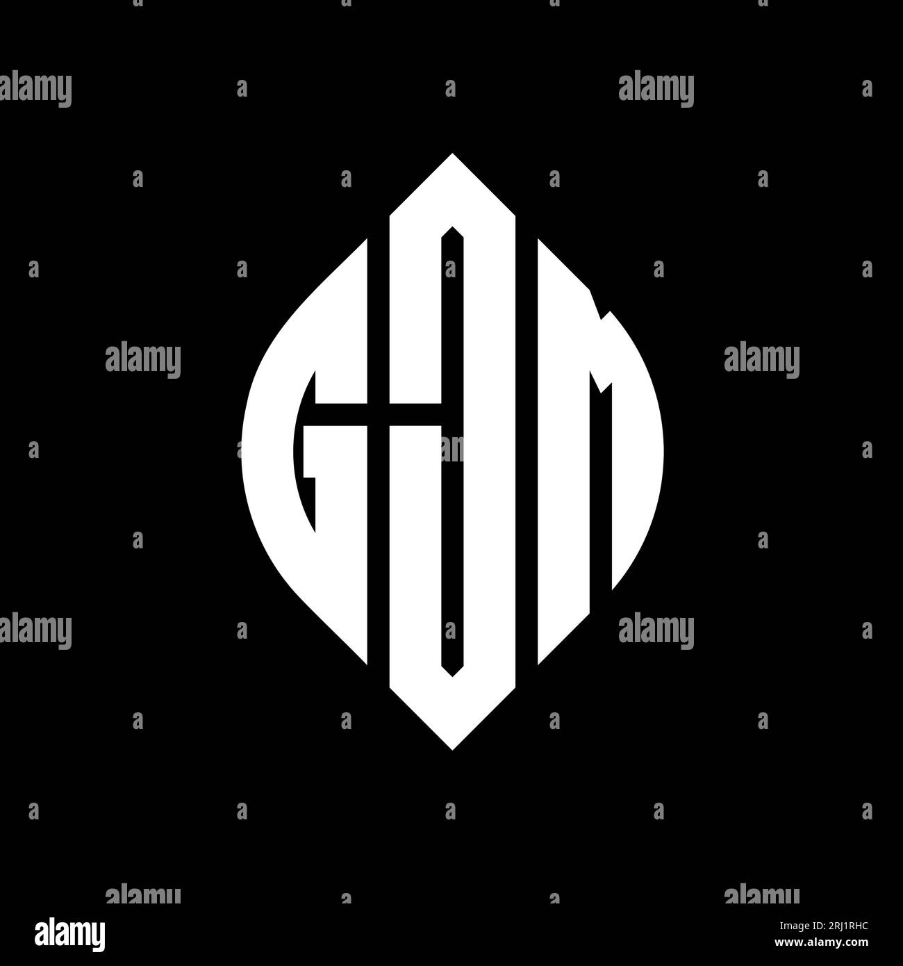 GJM circle letter logo design with circle and ellipse shape. GJM ...
