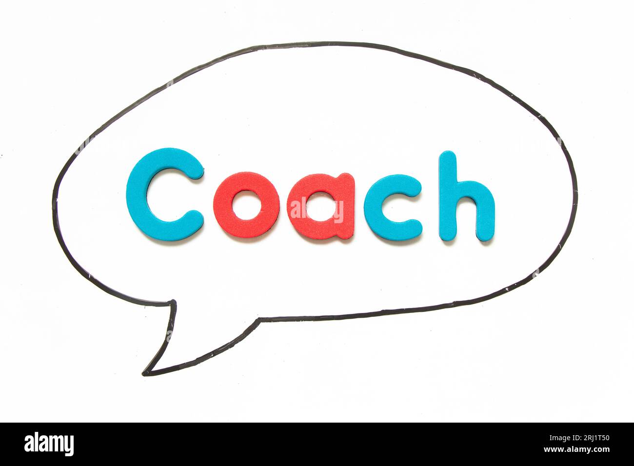 Alphabet letter with word coach in black line hand drawing as bubble ...