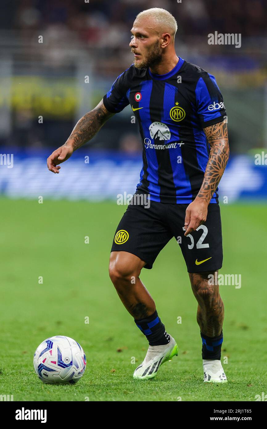 Milan, Italy. 19th Aug, 2023. Federico Dimarco of FC Internazionale seen in action during the ...