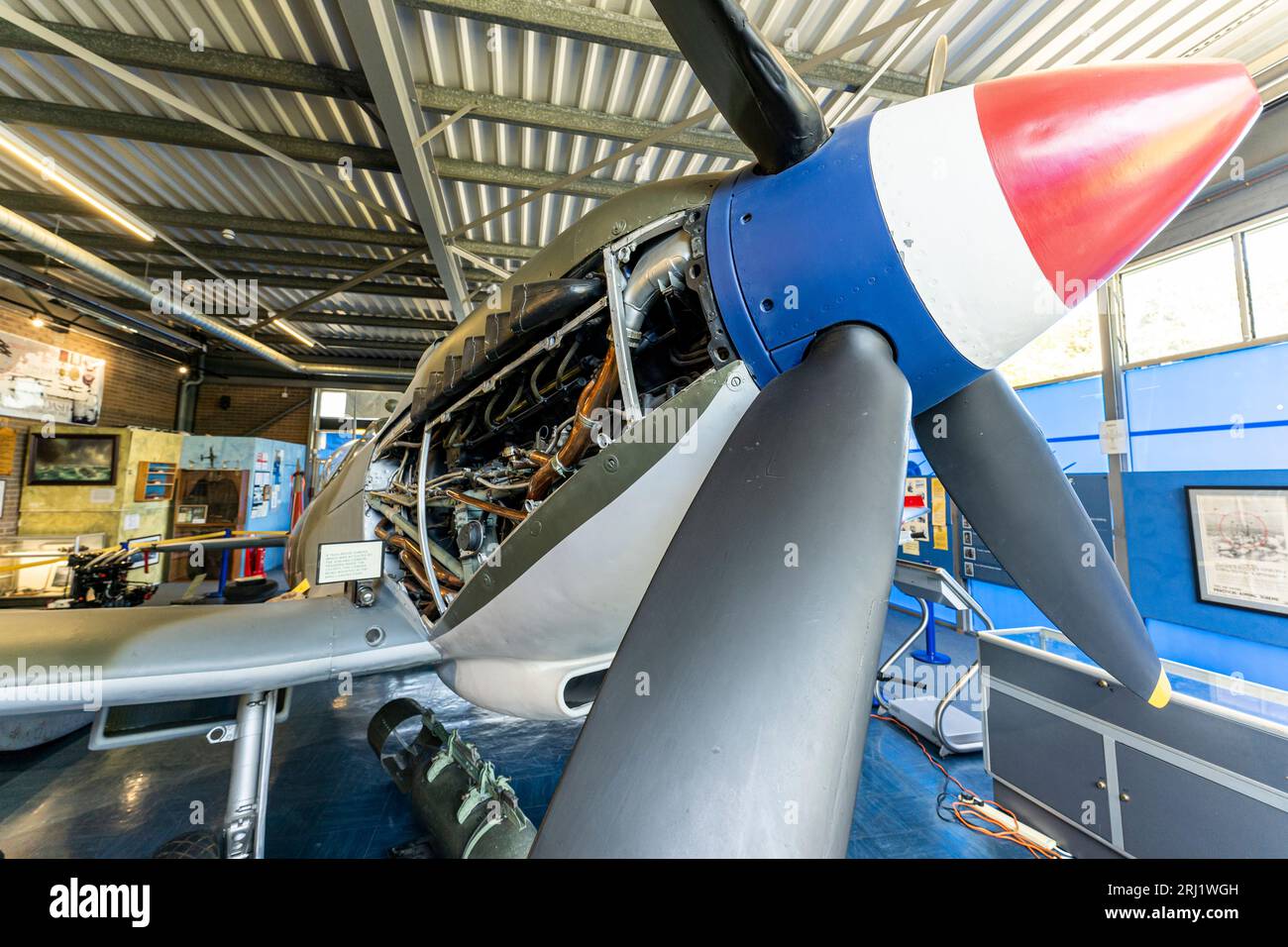 RAF Spitfire XVI on display inside the Spitfire memorial museum at ...