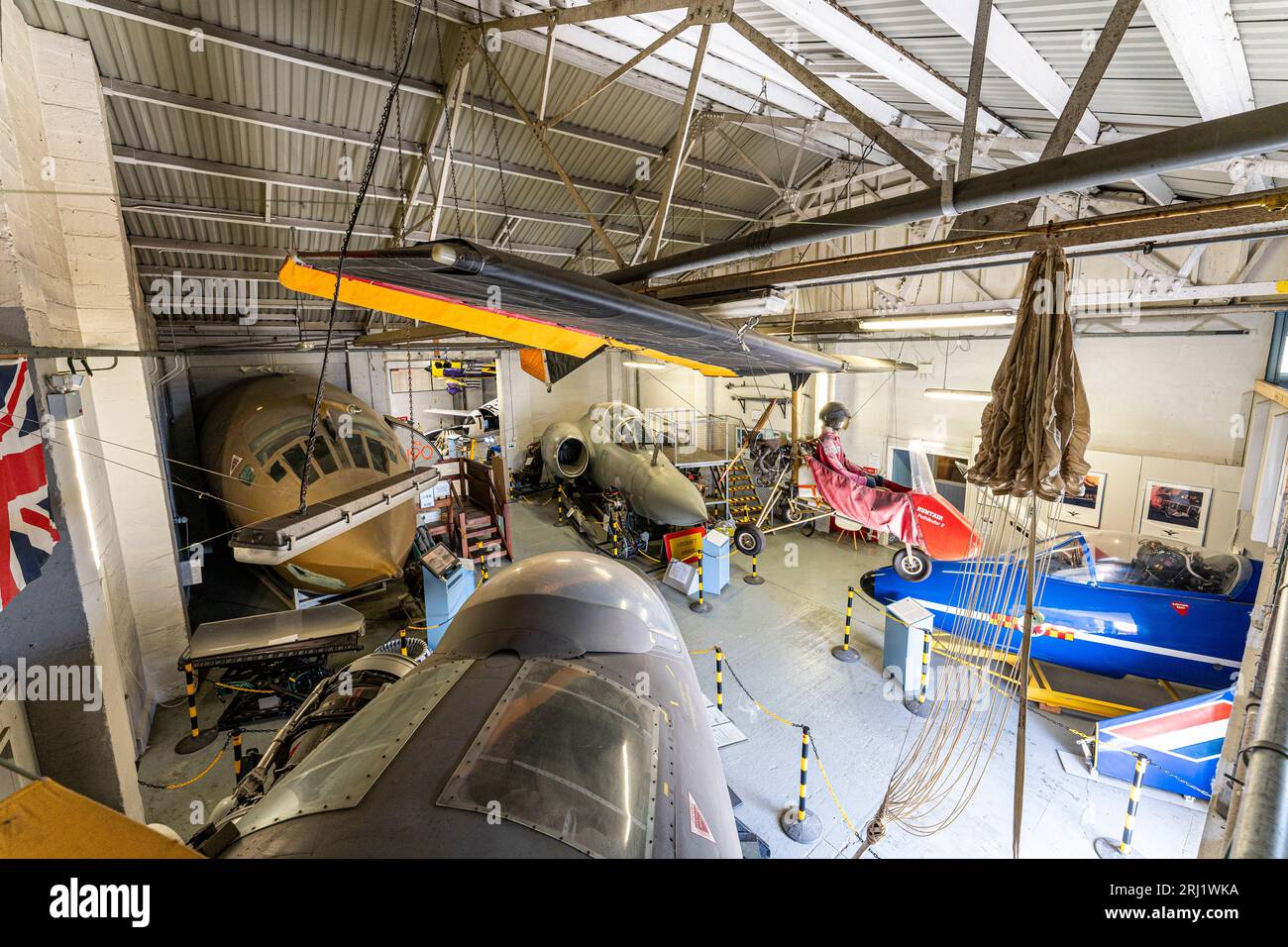 Interior, hanger at RAF Manston museum with a Pathfinder microlight ...