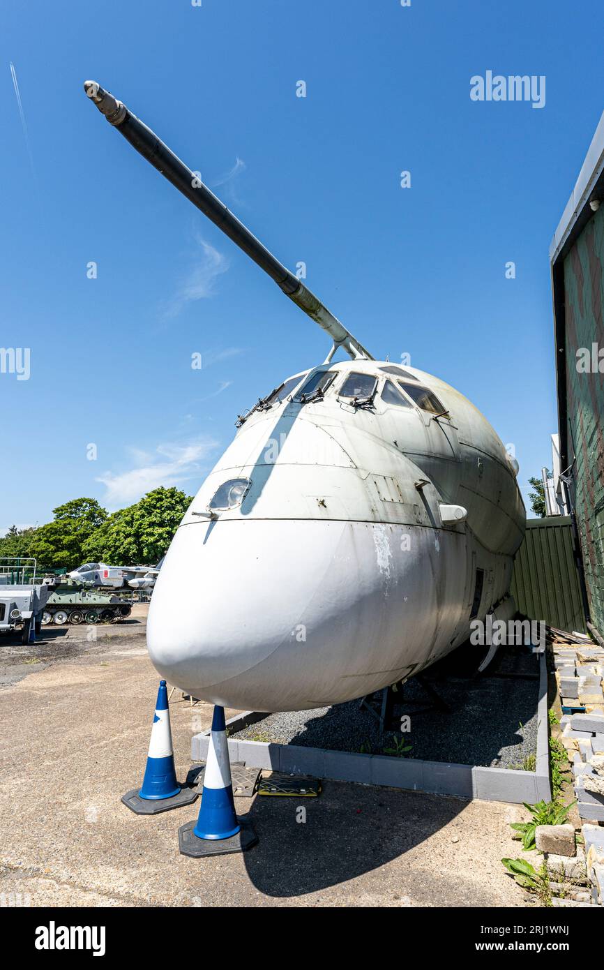 Facing, the nose section and cockpit of a Hawker Siddeley Nimrod MR2 ...