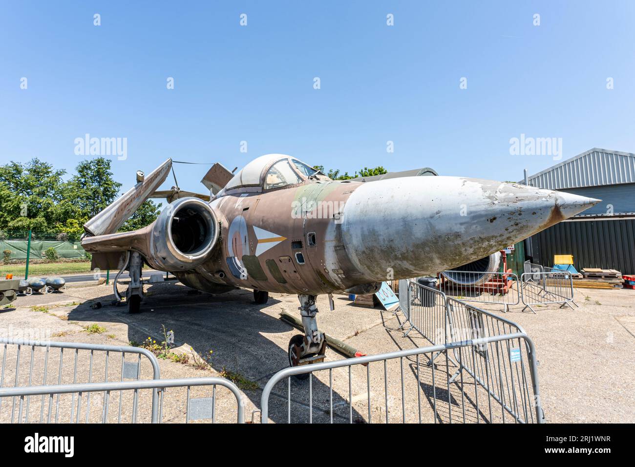 RAF fighter bomber Blackburn Buccaneer, with its wings folded, on ...