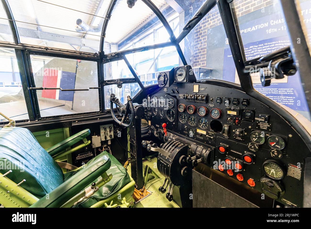 The interior of the cockpit of the famous world war two heavy bomber ...
