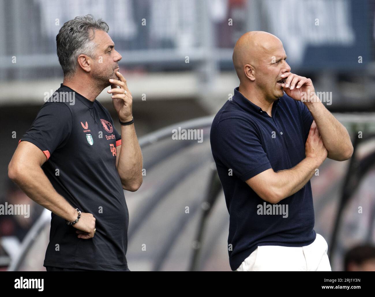 ROTTERDAM - Coach Arne Slot, Assistant Pusic of Feyenoord during the ...