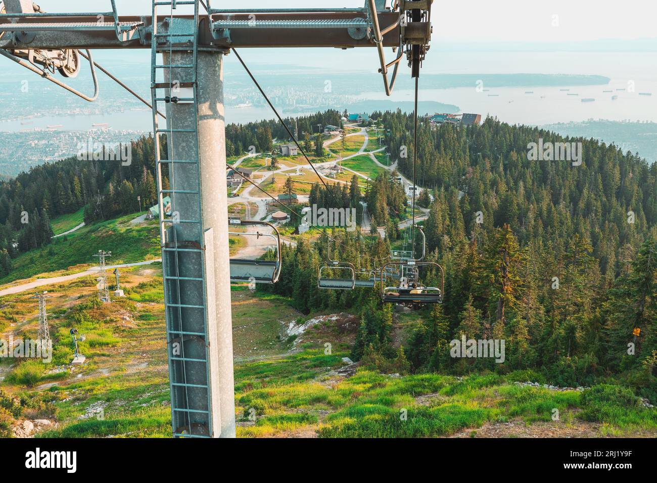 Scenic view from the chairlift of the Peak of Vancouver, showcasing the ...