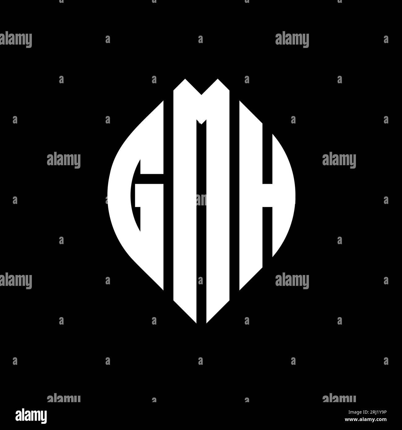 GMH circle letter logo design with circle and ellipse shape. GMH ...