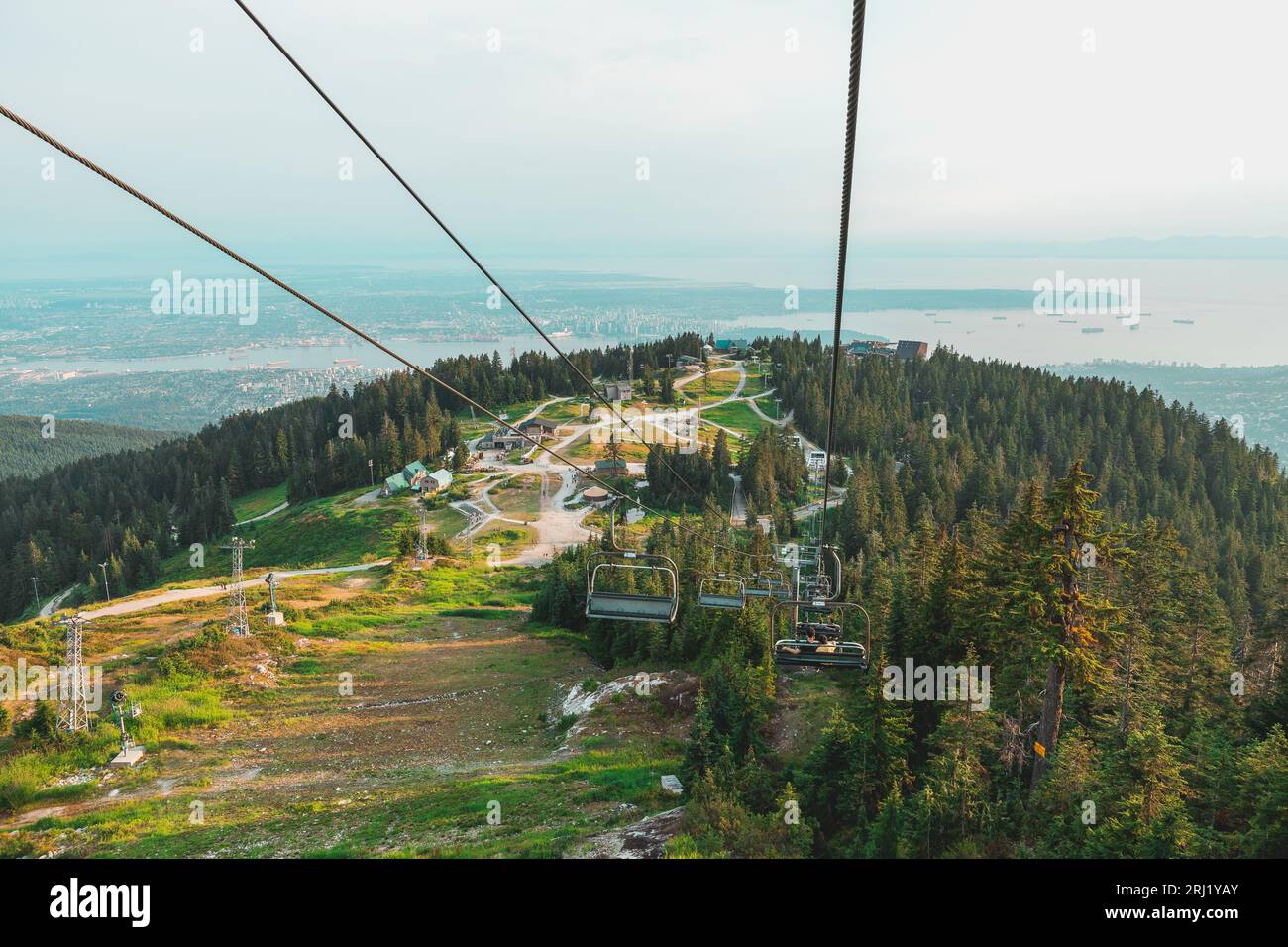 Scenic view from the chairlift of the Peak of Vancouver, showcasing the ...