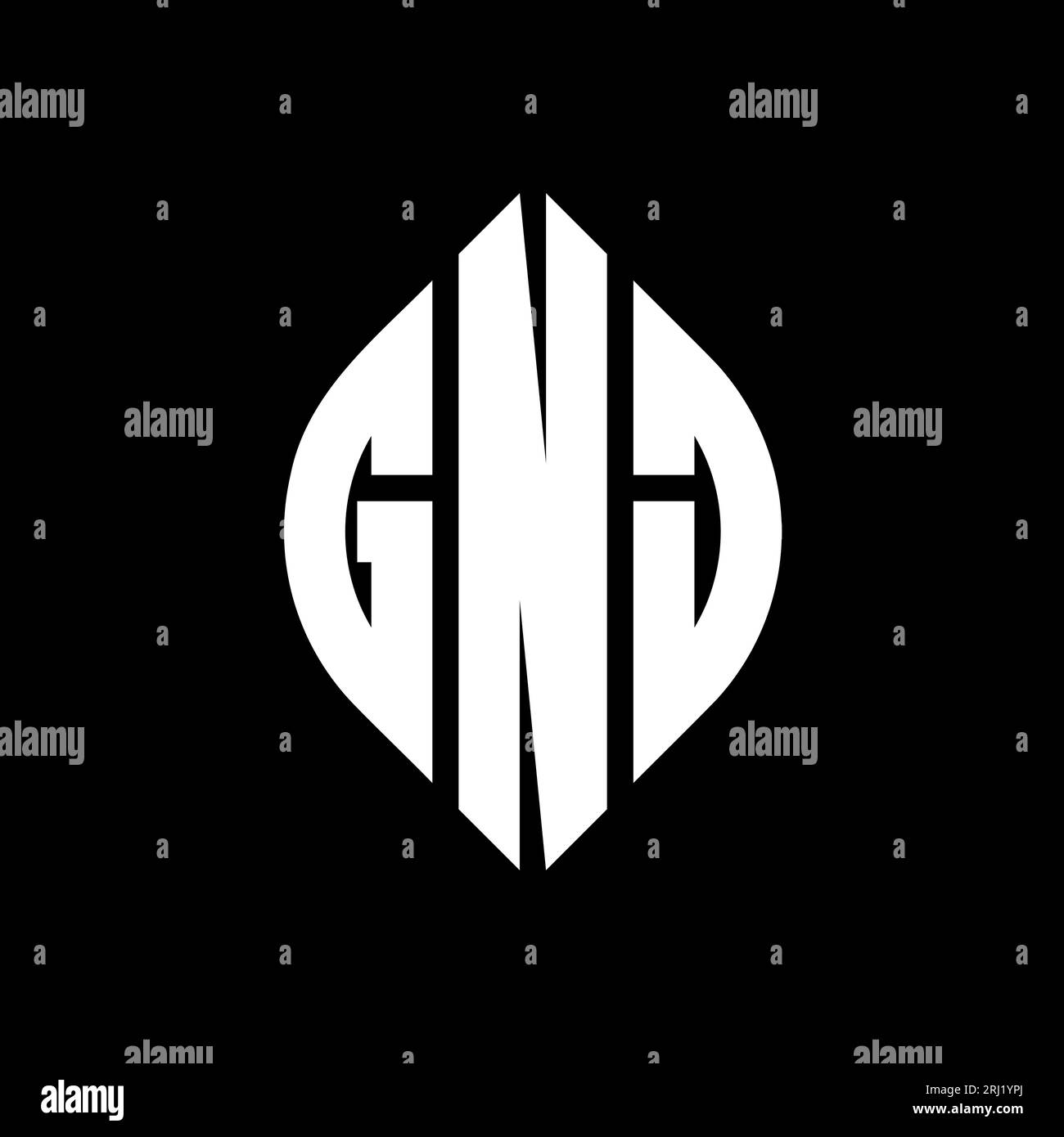 GNJ circle letter logo design with circle and ellipse shape. GNJ ...