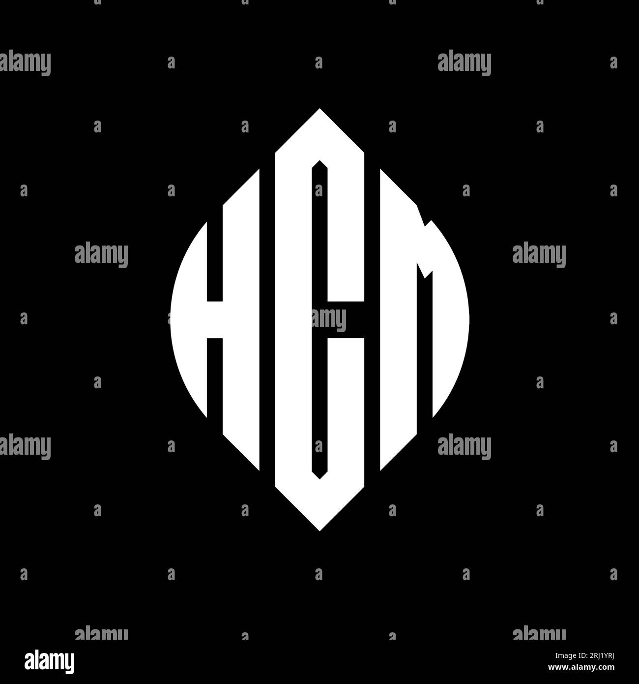 HCM circle letter logo design with circle and ellipse shape. HCM ...