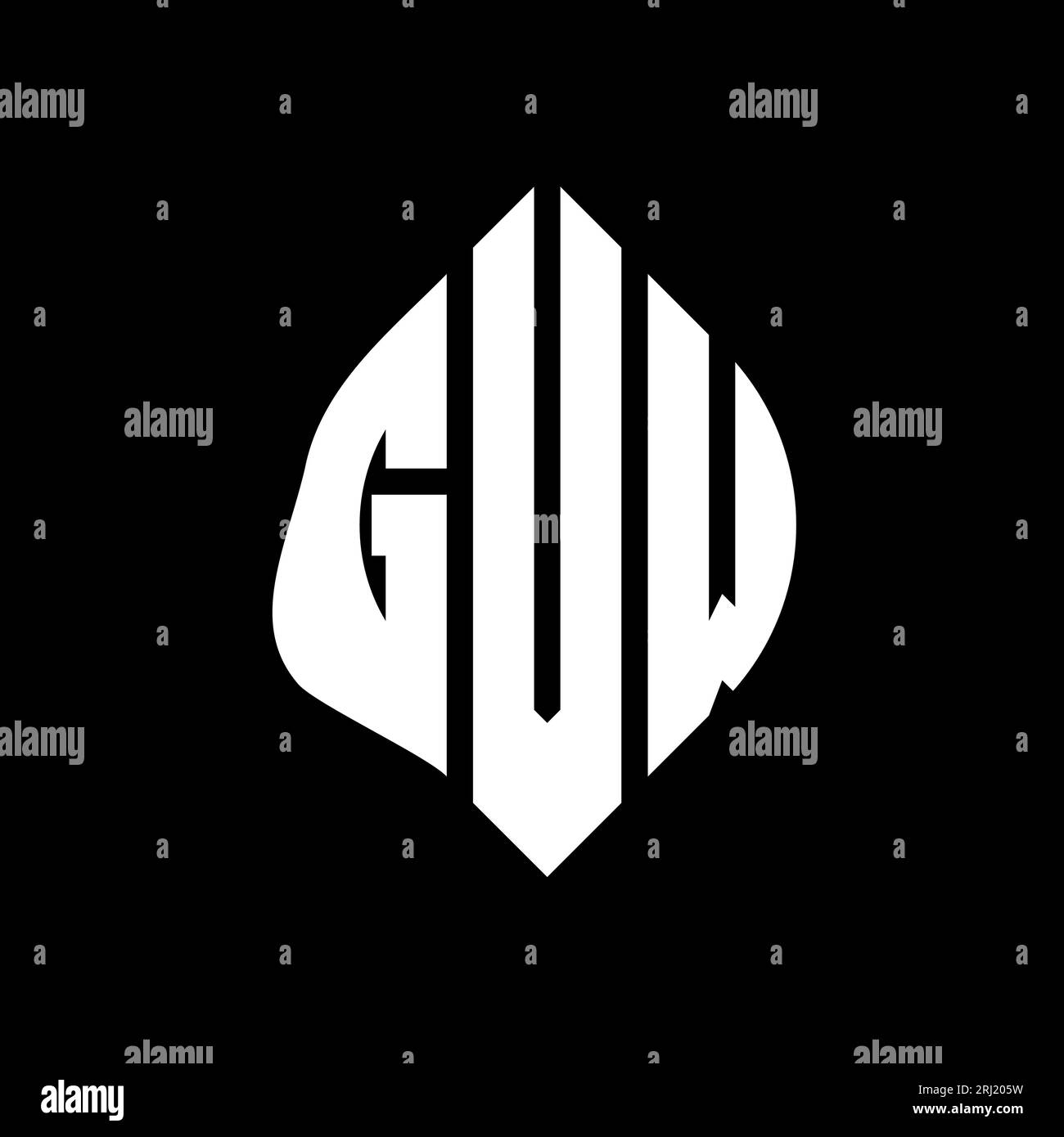 GUW circle letter logo design with circle and ellipse shape. GUW ...