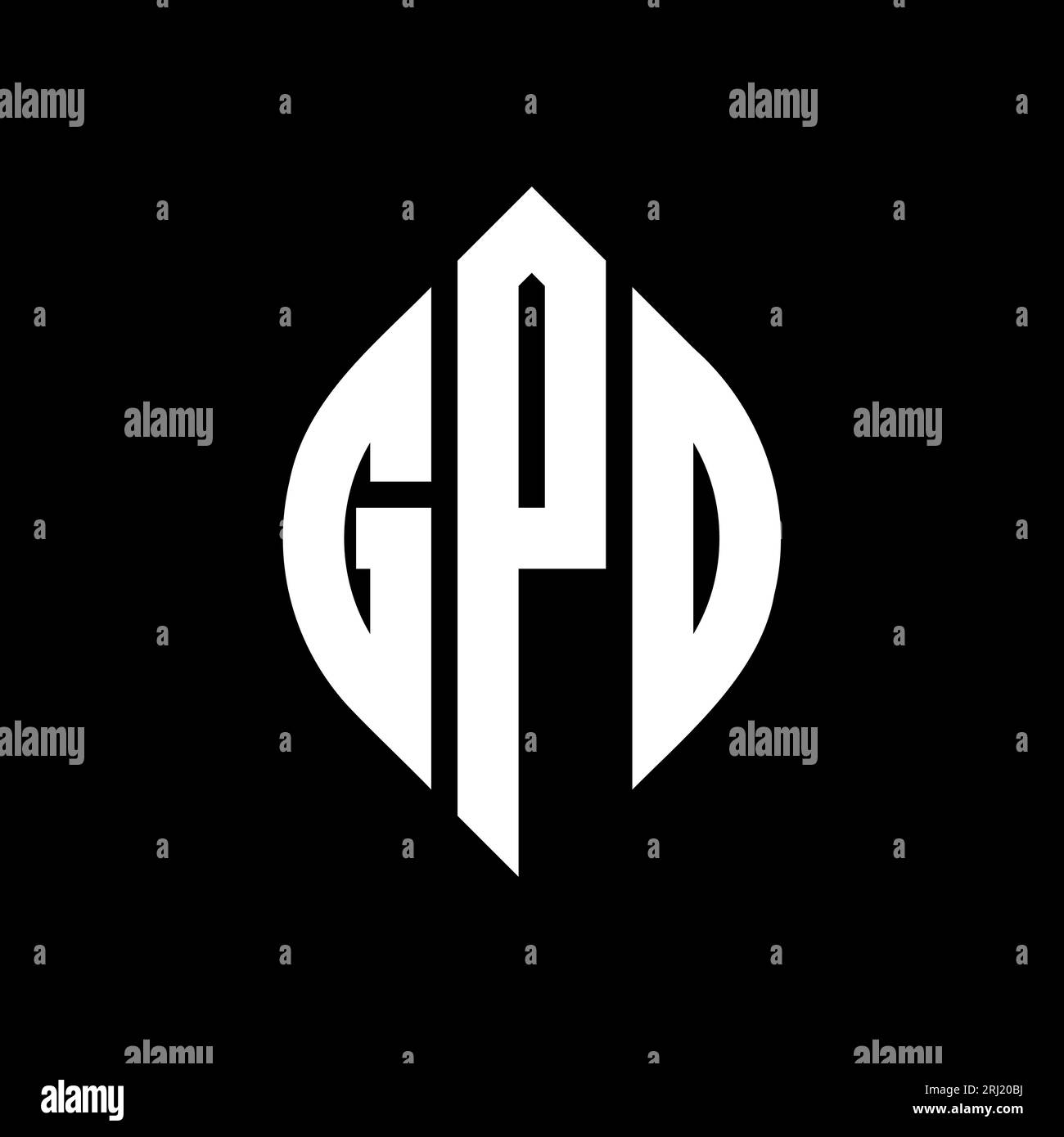 GPO circle letter logo design with circle and ellipse shape. GPO ...