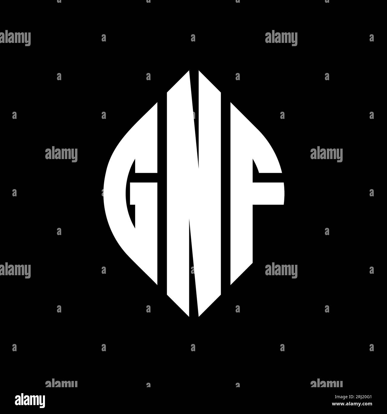 GNF circle letter logo design with circle and ellipse shape. GNF ellipse letters with ...