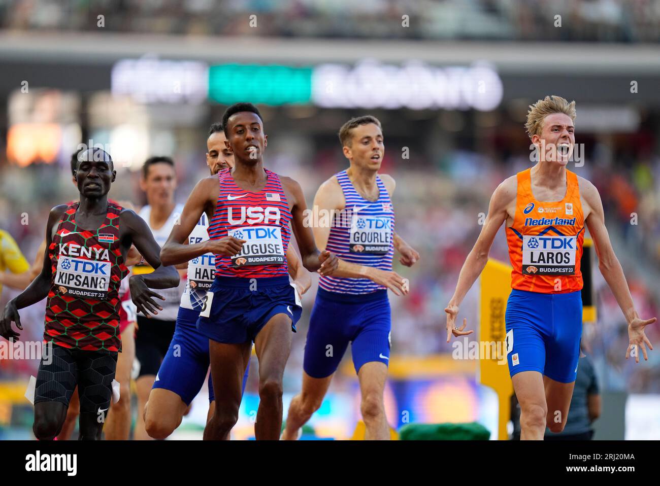 Niels Laros, of the Netherlands celebrates setting a national record in ...