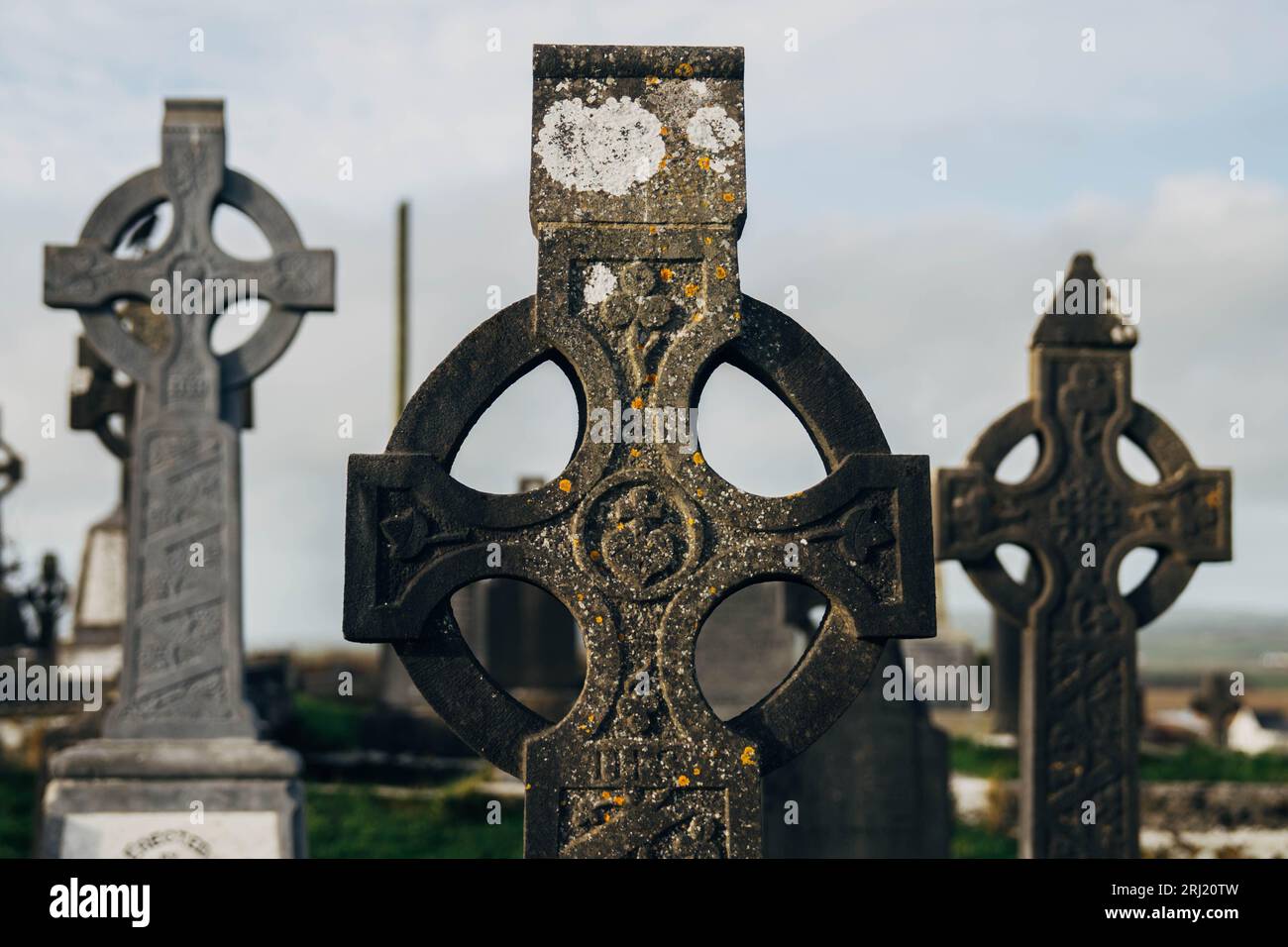 Old Cemetery in Ireland with Celtic Cross Gravestones Stock Photo - Alamy