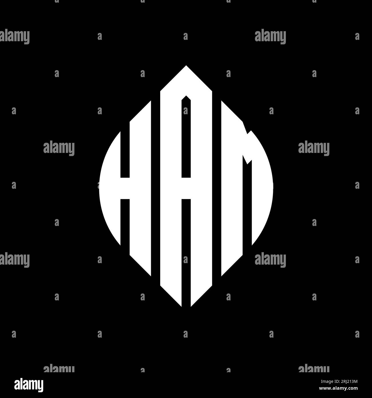 HAM circle letter logo design with circle and ellipse shape. HAM ...