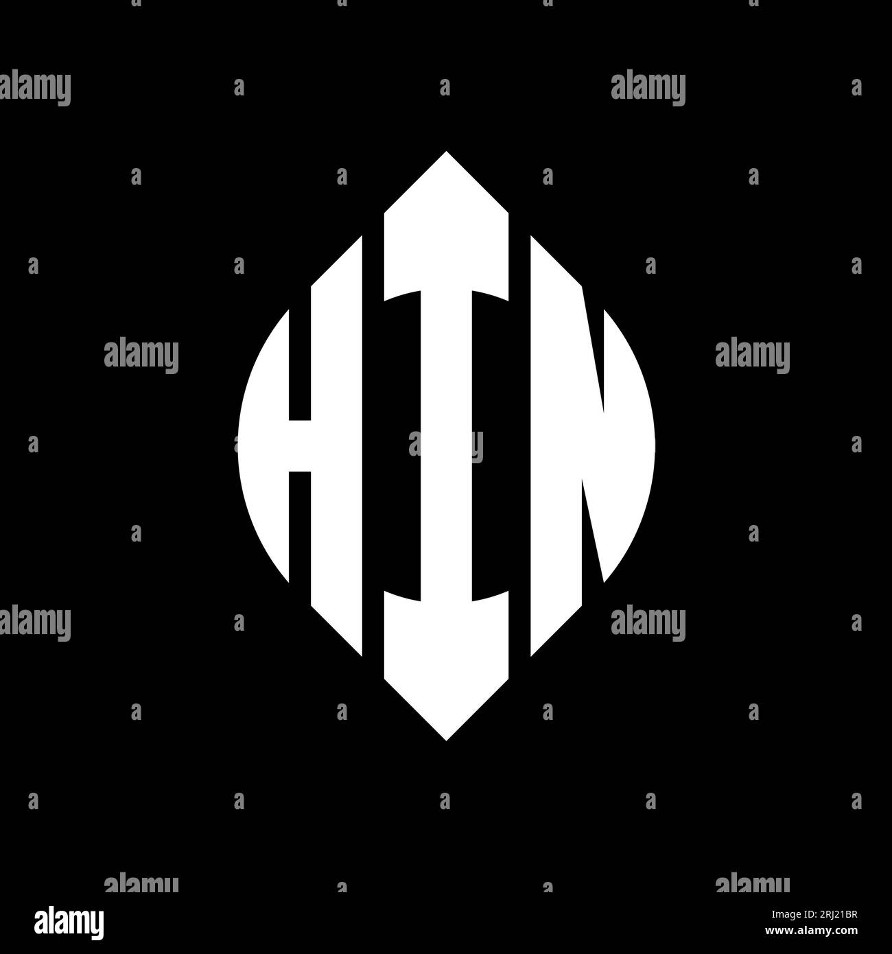 HIN circle letter logo design with circle and ellipse shape. HIN ...