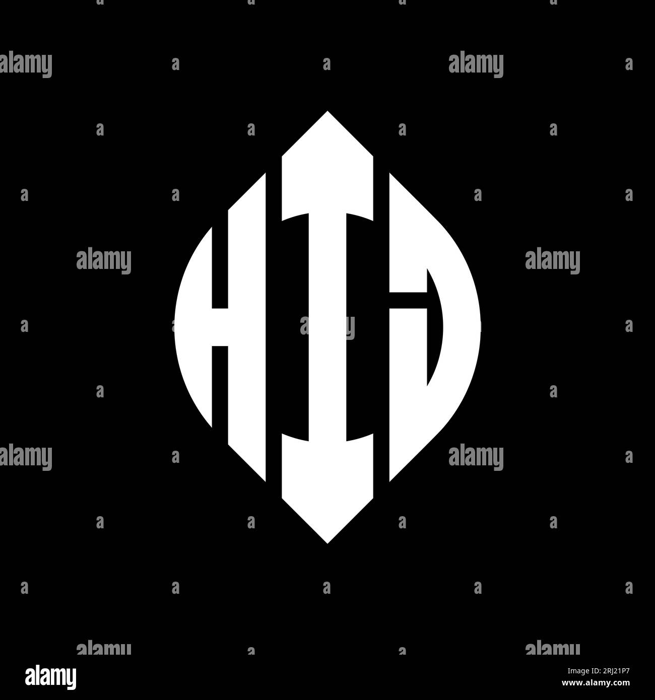 HIJ circle letter logo design with circle and ellipse shape. HIJ ...