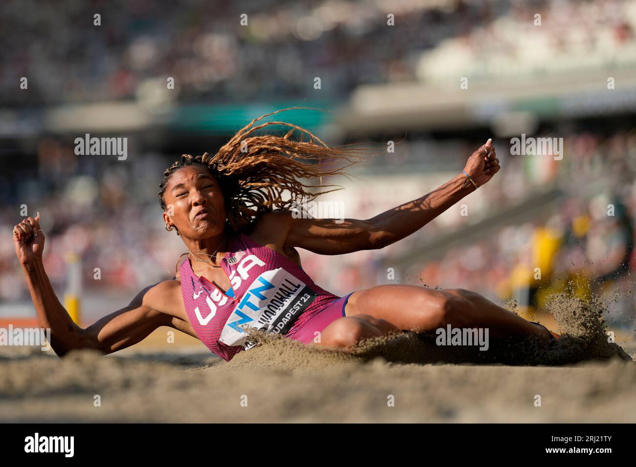 Tara Davis-Woodhall, of the United States, makes an attempt in the ...