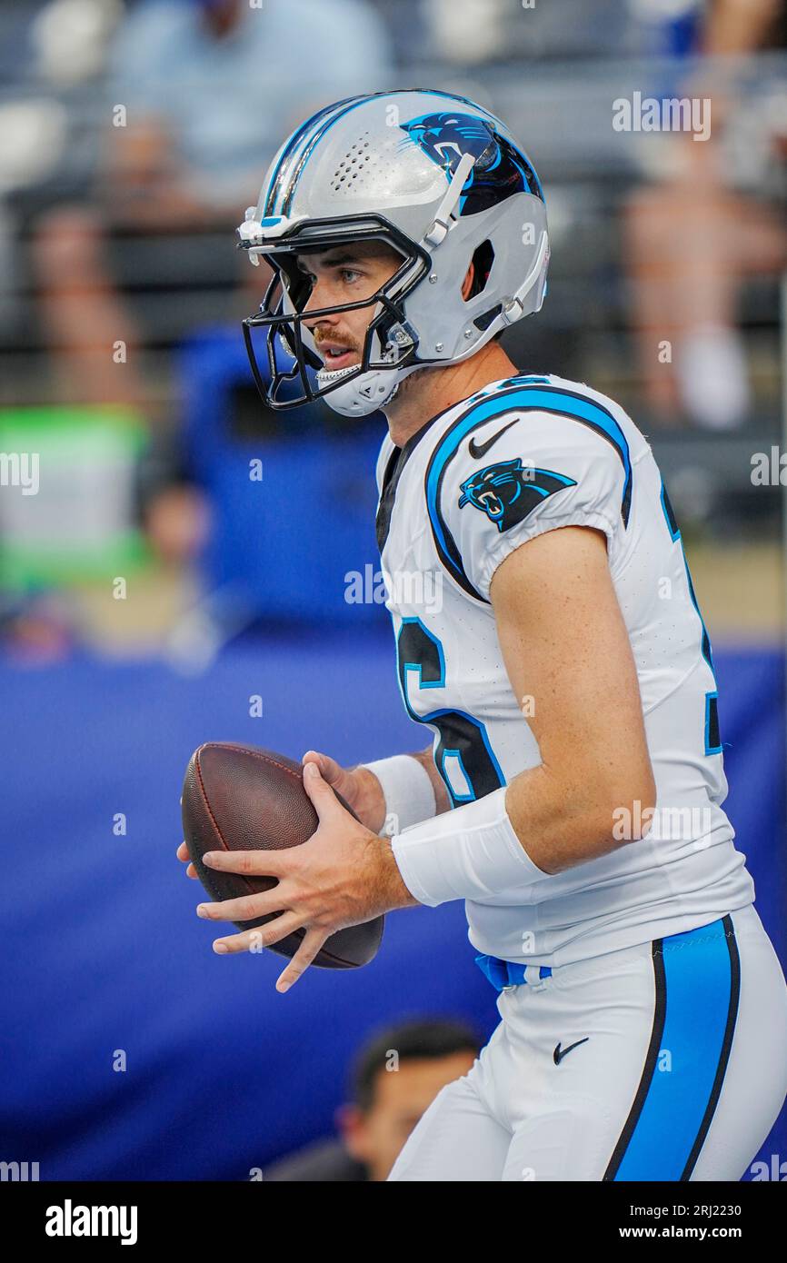 Carolina Panthers quarterback Jake Luton (16) warms up before an NFL ...