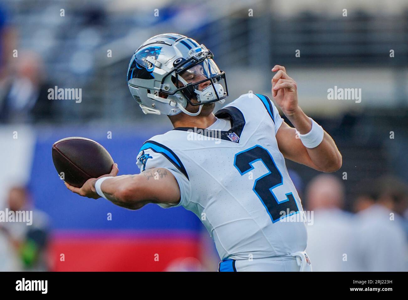 Carolina Panthers quarterback Matt Corral (2) warms up before an NFL ... Carolina Panthers quarterback Matt Corral (2) warms up before an NFL ...