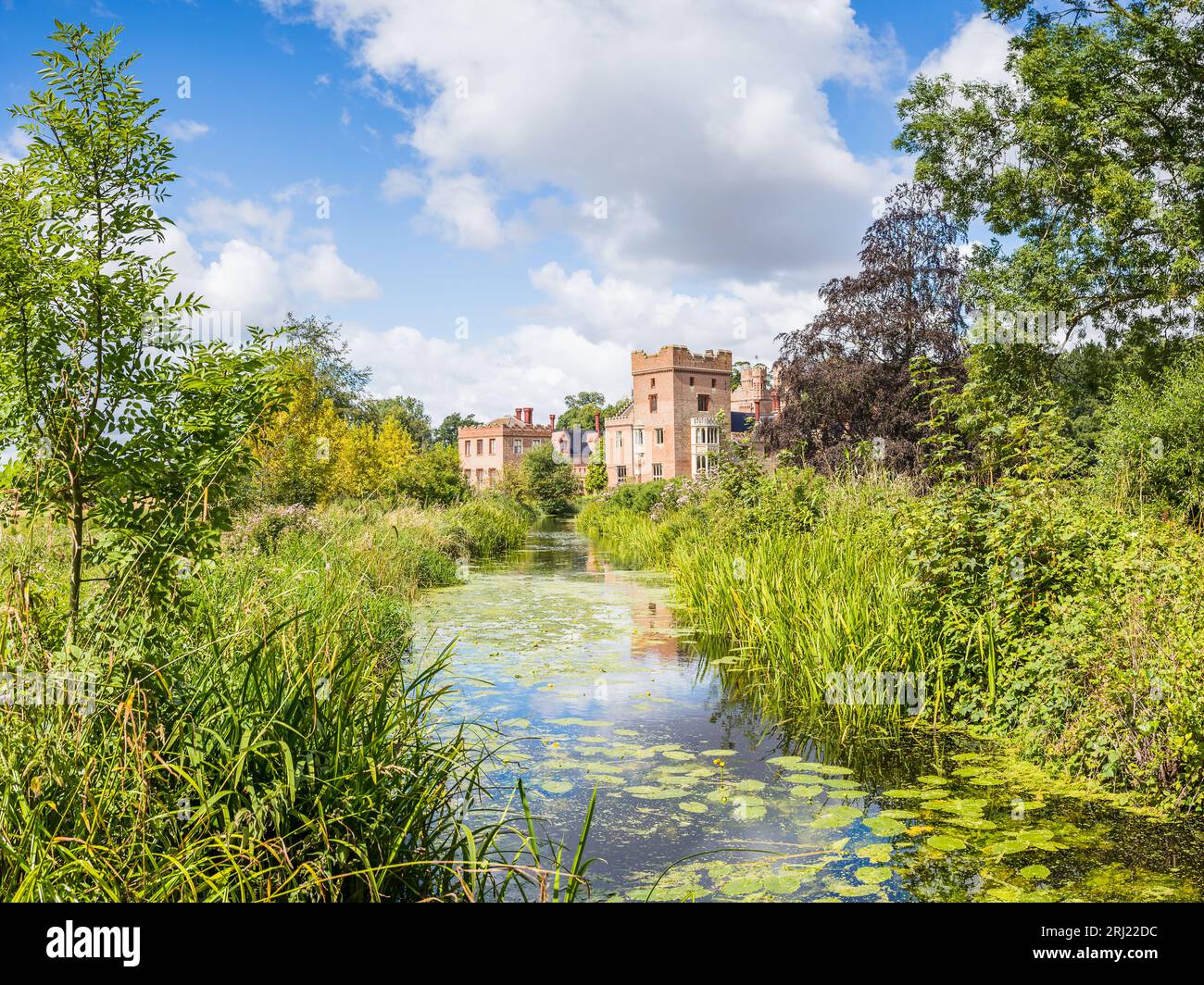 A stream leads to Oxborough Hall in the heart of the Norfolk ...