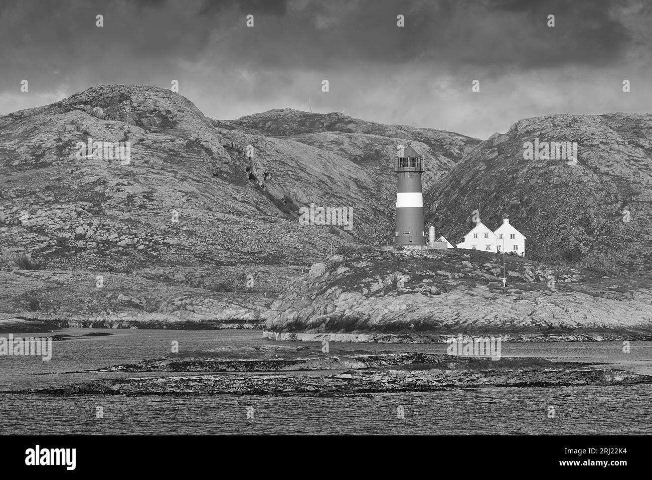 Black And White Photo Of The 23.5 m Cast Iron Buholmråsa Lighthouse ...