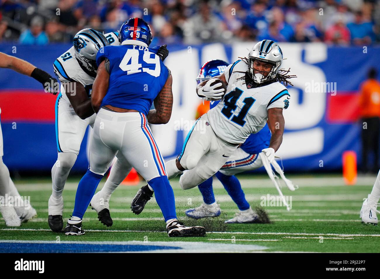 Carolina Panthers running back Spencer Brown (41) runs the balls past ...