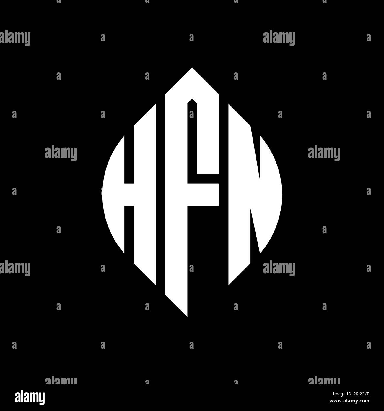 HFN circle letter logo design with circle and ellipse shape. HFN ...