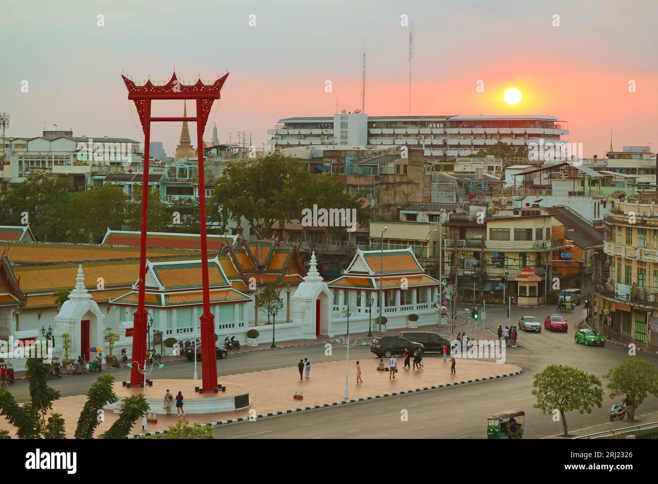 Spectacular Aerial View of Sao Ching Cha Giant Swing and Wat Suthat ...