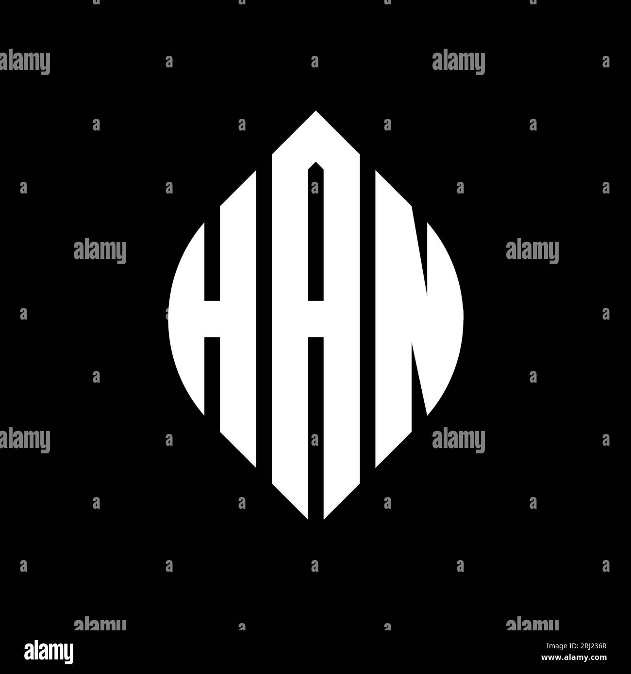 HAN circle letter logo design with circle and ellipse shape. HAN ...