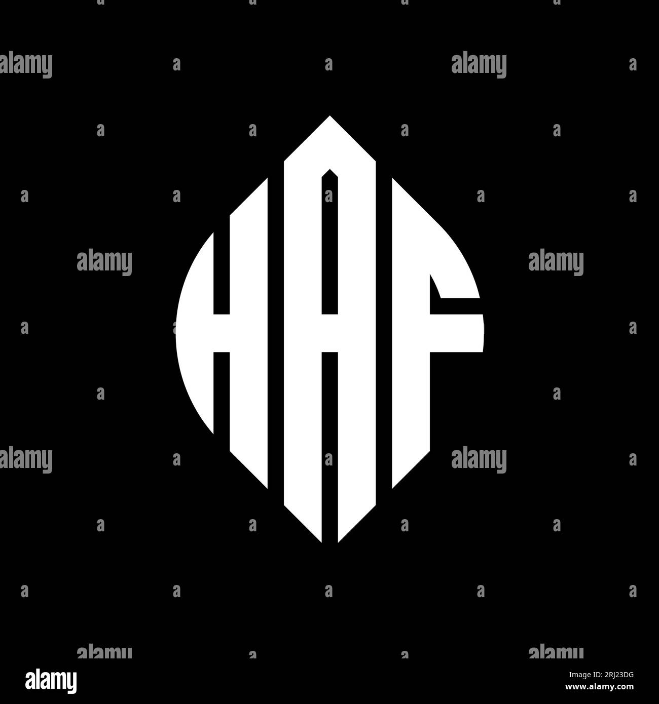 HAF circle letter logo design with circle and ellipse shape. HAF ...