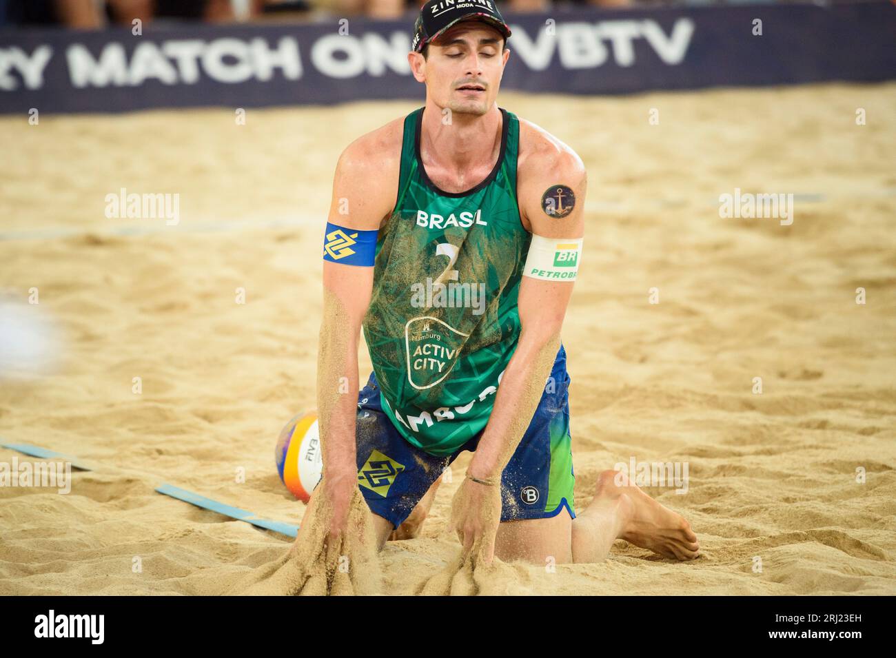 20 August 2023, Hamburg: Volleyball/Beach: Beach Pro Tour, match for ...