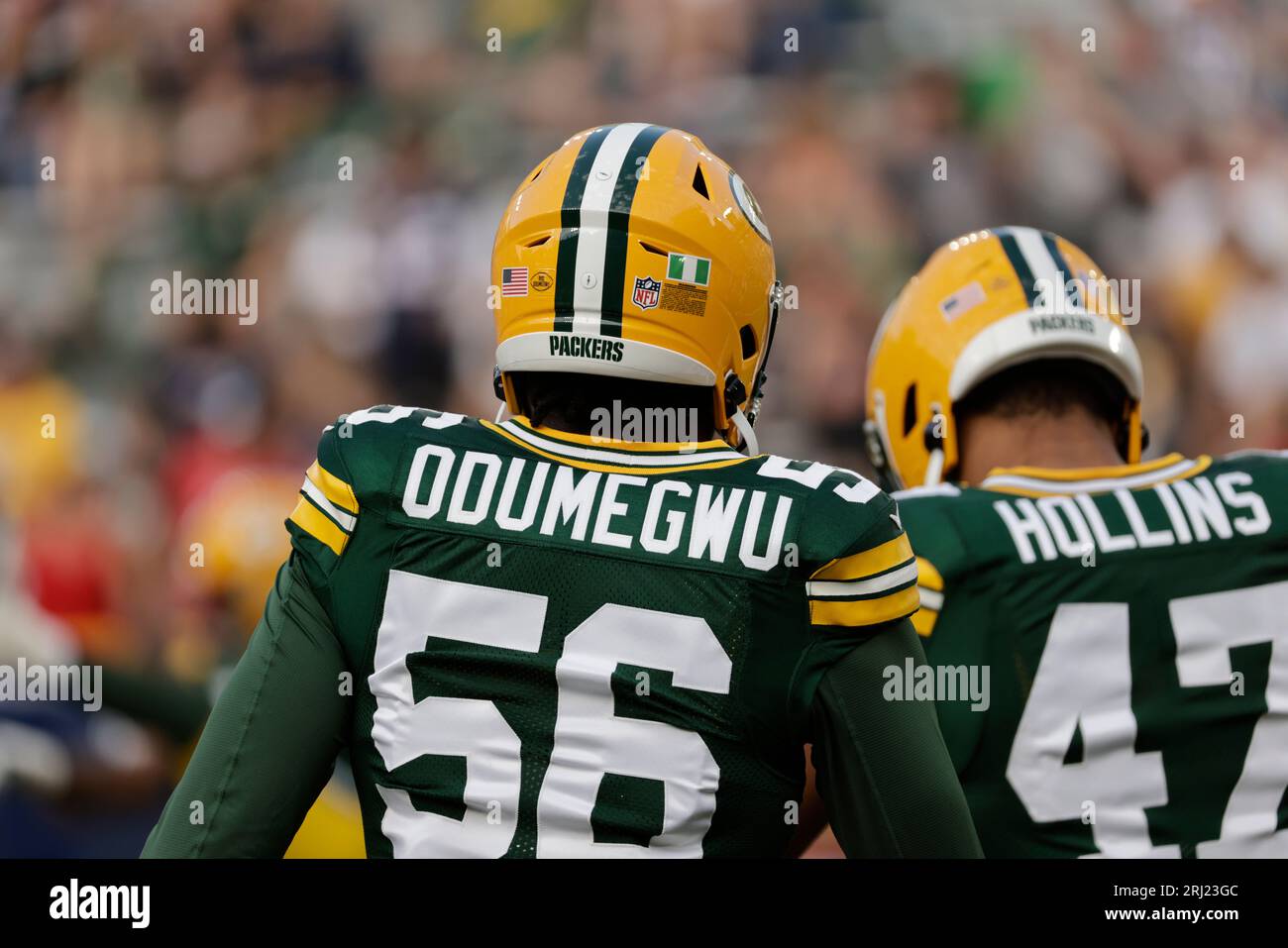 Green Bay Packers linebacker Kenneth Odumegwu during a preseason NFL ...