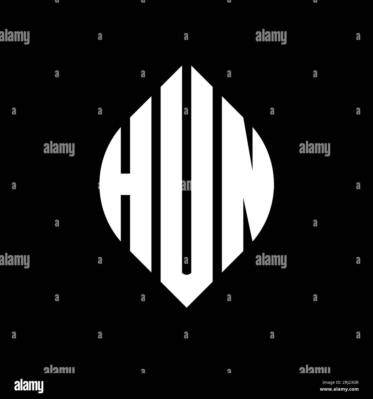 HUN circle letter logo design with circle and ellipse shape. HUN ellipse letters with ...