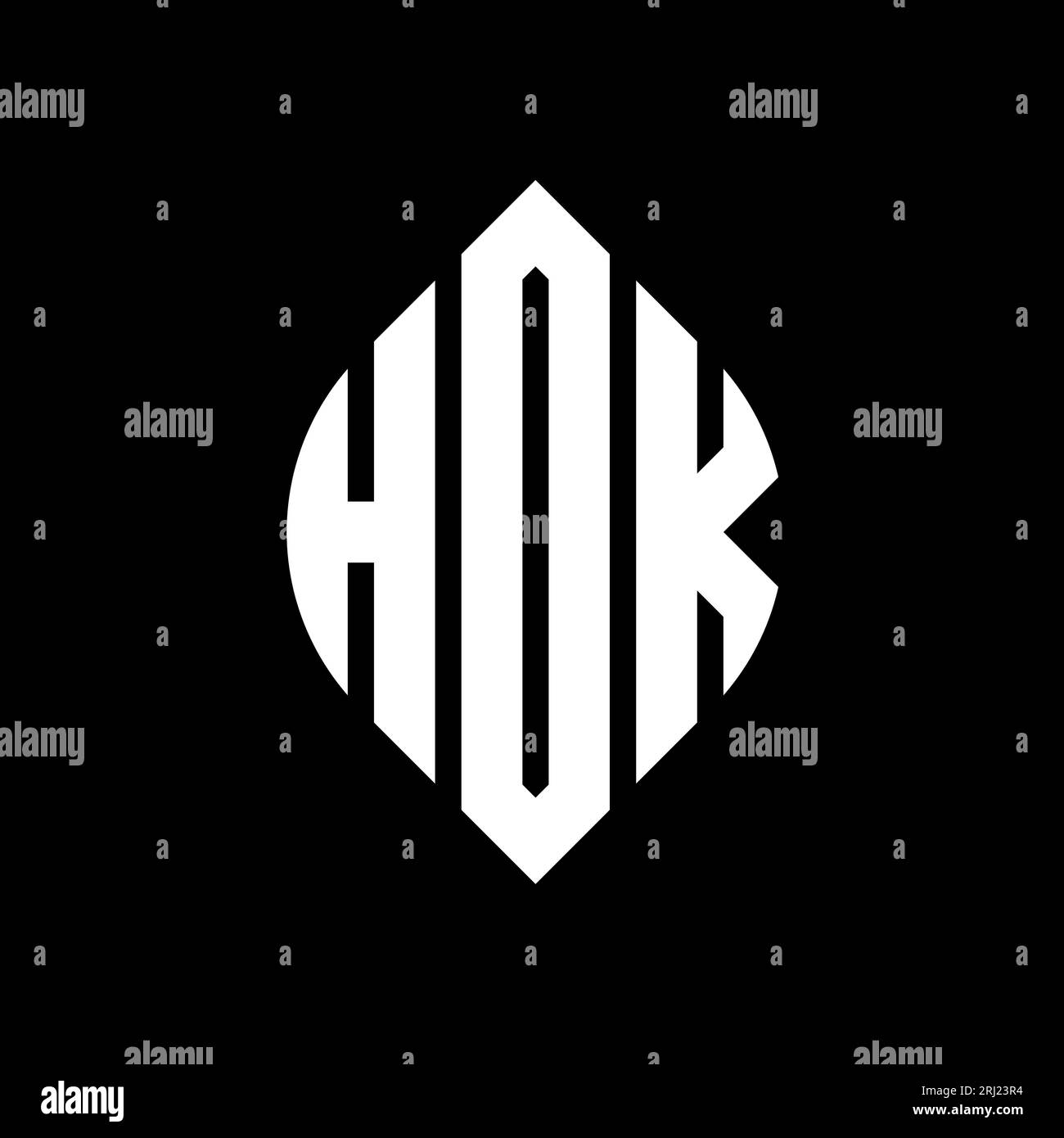 HOK circle letter logo design with circle and ellipse shape. HOK ...