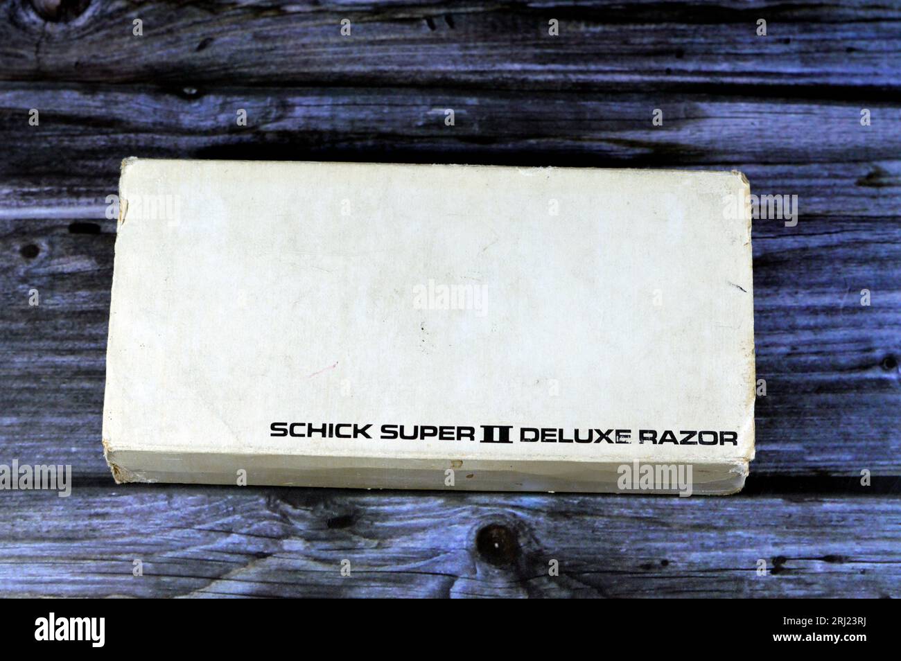 Giza, Egypt, August 12 2023: Old Schick Super II handle and razors ...
